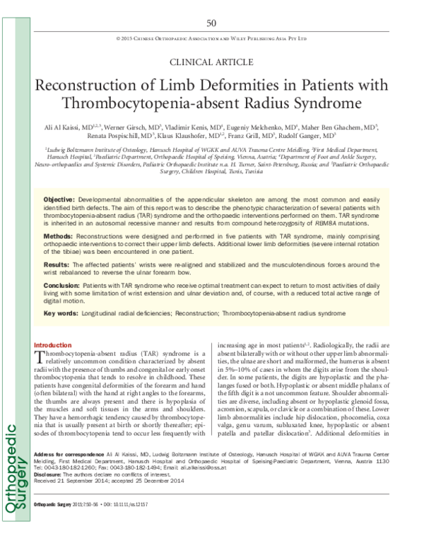 (PDF) Reconstruction of Limb Deformities in Patients with ...