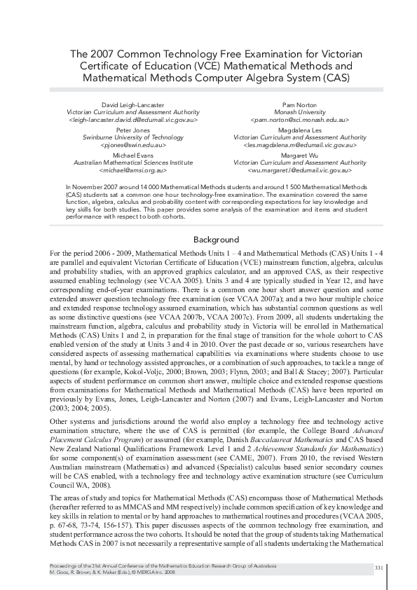 (PDF) The 2007 Common Technology Free Examination for Victorian ...