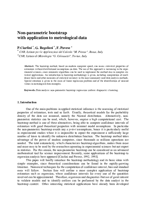 (PDF) Bootstrap Methodology for Metrological Data