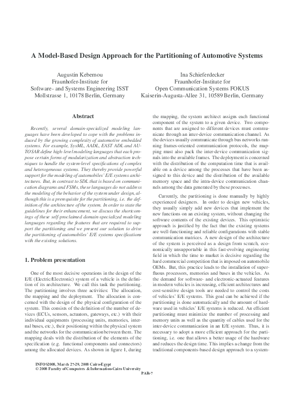 (PDF) A Model-Based Design Approach for the Partitioning of Automotive Systems