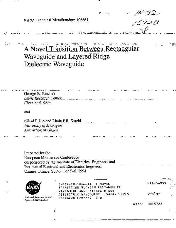 Pdf A Novel Transition Between Rectangular Waveguide And Layered