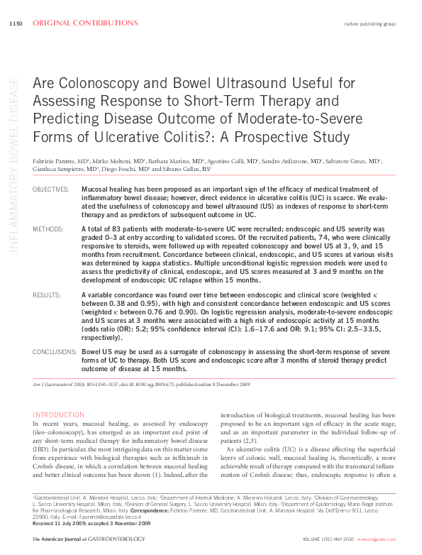 (PDF) Are Colonoscopy and Bowel Ultrasound Useful for Assessing ...