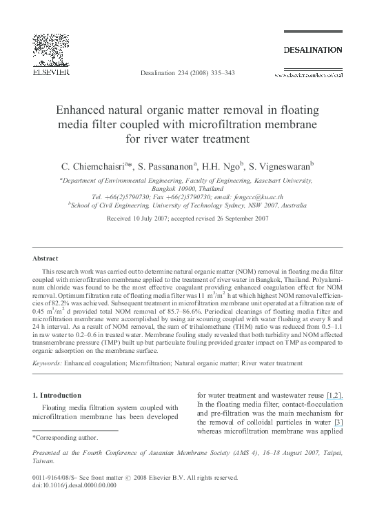 (PDF) Enhanced natural organic matter removal in floating media filter ...