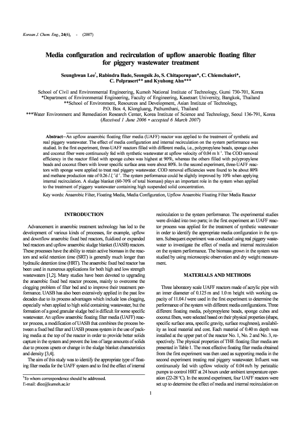 (PDF) Media configuration and recirculation of upflow anaerobic ...
