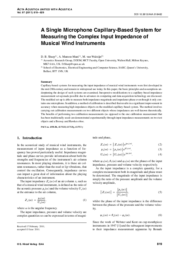 (PDF) A Single Microphone Capillary-Based System for Measuring the ...