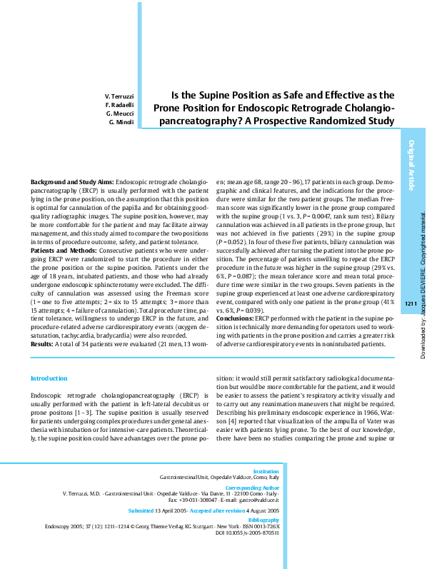 (PDF) What is the Best Patient's Position During ERCP? A Prospective ...