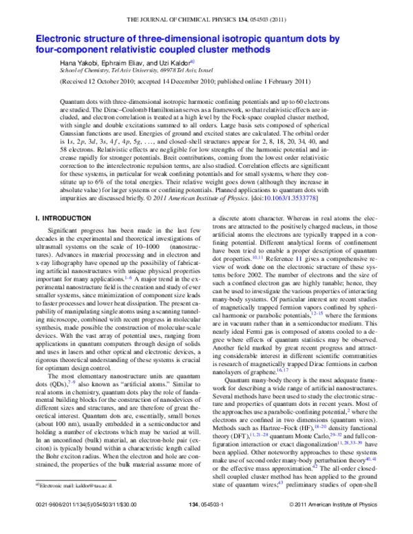 (PDF) Electronic structure of three-dimensional isotropic quantum dots by four-component ...