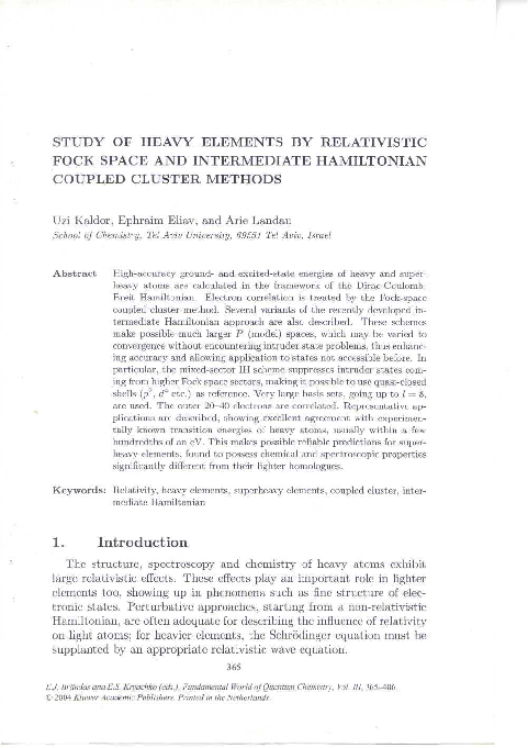 (PDF) Study of Heavy Elements by Relativistic Fock Space and Intermediate Hamiltonian Coupled ...