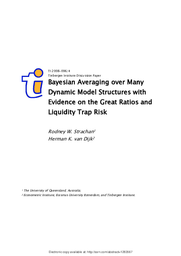 (PDF) Bayesian Averaging over Many Dynamic Model Structures with Evidence on the Great Ratios ...