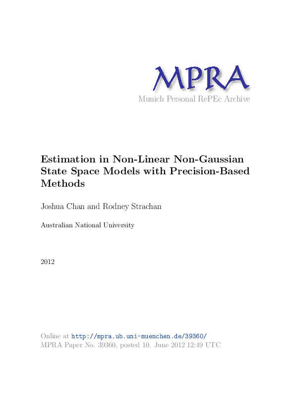 Pdf Estimation In Non Linear Non Gaussian State Space Models With
