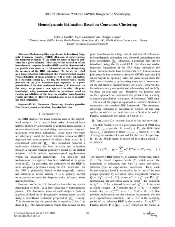(PDF) Hemodynamic Estimation Based on Consensus Clustering