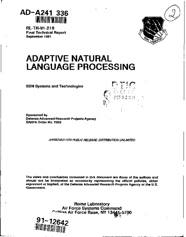 (PDF) Adaptive Natural Language Processing | Sean Boisen and Robert ...