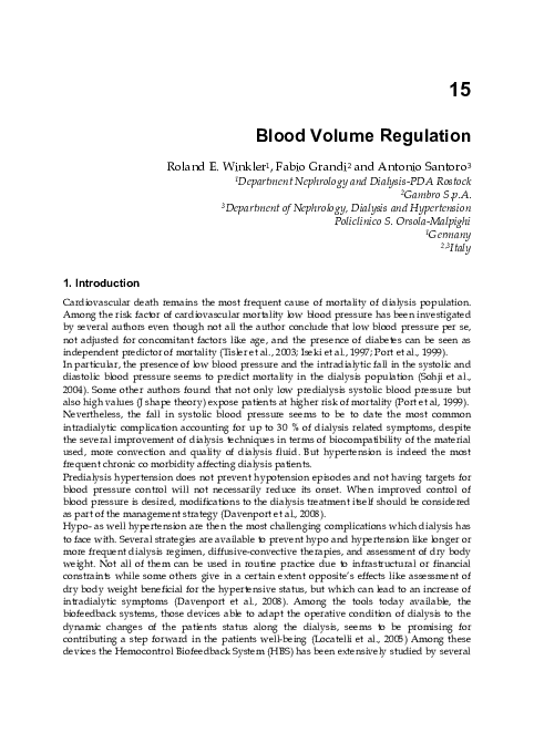 (PDF) Blood volume regulation
