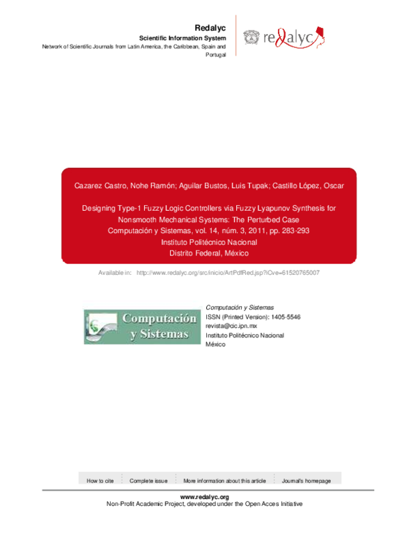 Pdf Designing Type 1 Fuzzy Logic Controllers Via Fuzzy Lyapunov Synthesis For Nonsmooth