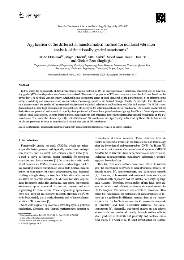 (PDF) Application of the differential transformation method for nonlocal vibration analysis of ...