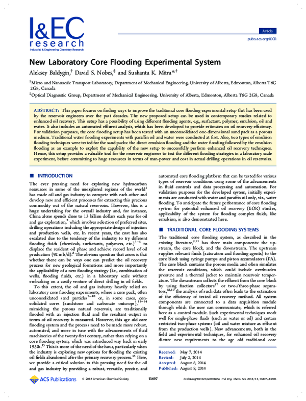 (PDF) New Laboratory Core Flooding Experimental System