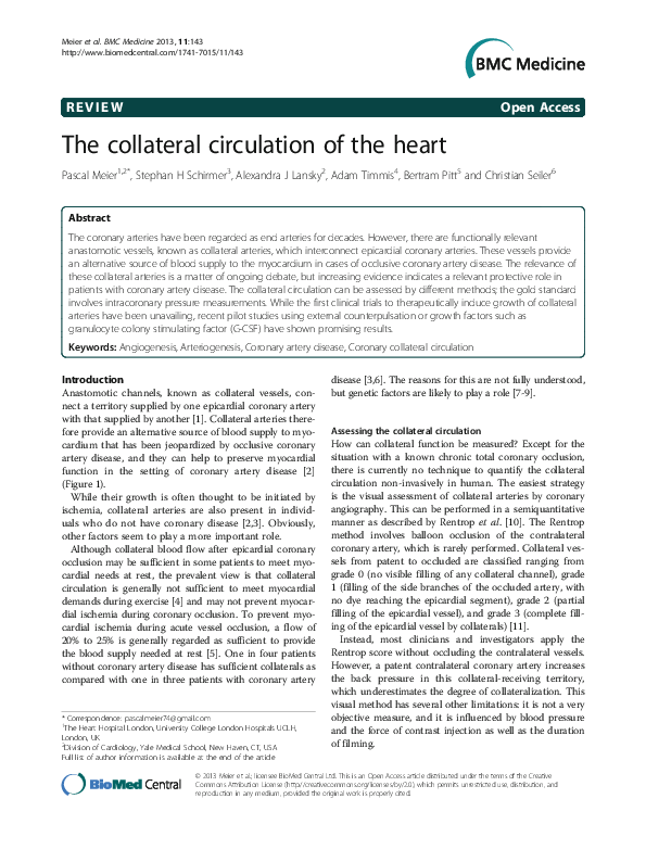 Pdf The Collateral Circulation Of The Heart