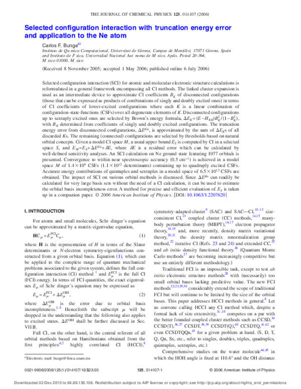 Pdf Selected Configuration Interaction With Truncation Energy Error