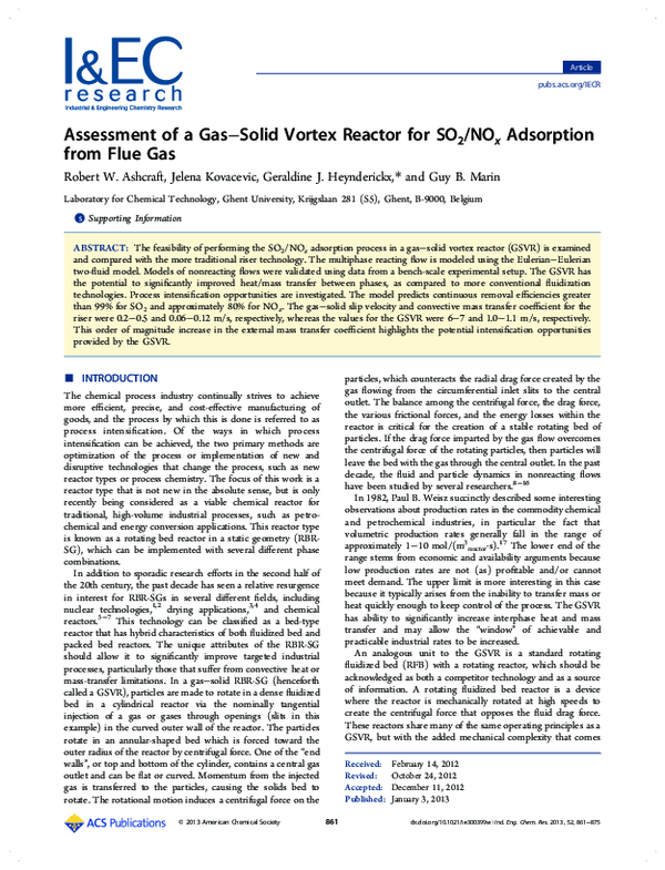 (PDF) Assessment of a Gas–Solid Vortex Reactor for SO 2 /NO x ...