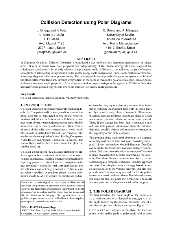 (PDF) Collision detection using polar diagrams