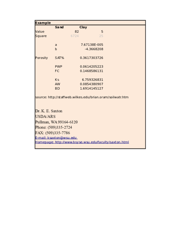 (XLS) Saxton Equations to determine soil physical properties in MS ...