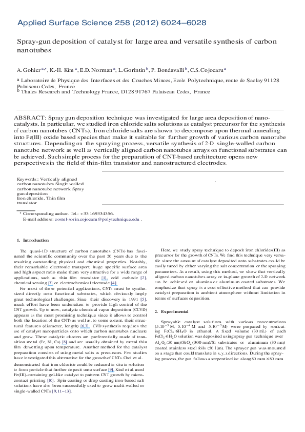 (PDF) Spray-gun deposition of catalyst for large area and versatile ...