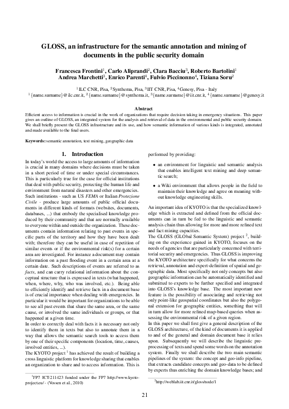 (PDF) GLOSS: A System for Semantic Annotation in Public Security