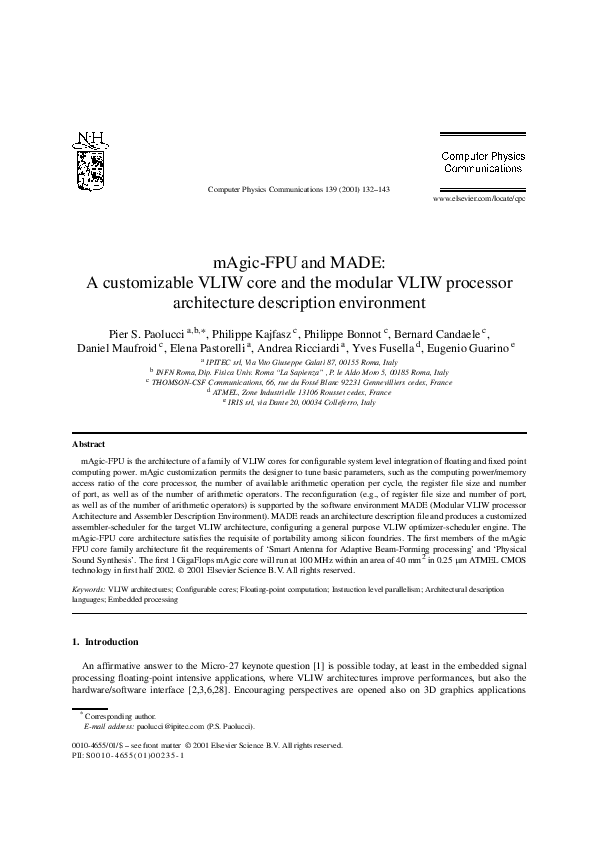 (PDF) mAgic-FPU and MADE: A customizable VLIW core and the modular VLIW processor architecture ...