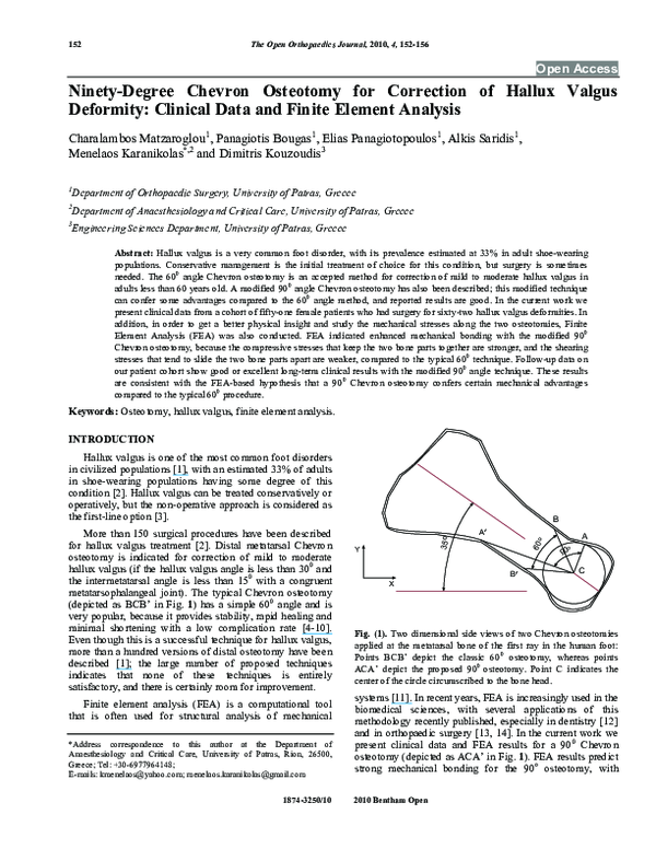 (PDF) Ninety-degree chevron osteotomy for correction of hallux valgus ...
