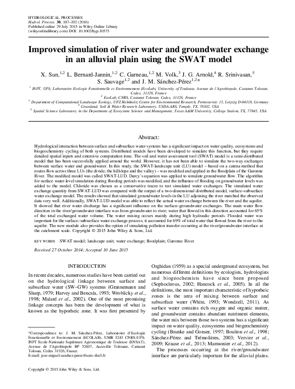 (PDF) Improved simulation of river water and groundwater exchange in an alluvial plain using the ...
