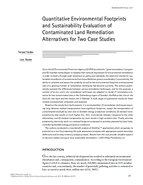 (PDF) Quantitative Environmental Footprints and Sustainability ...