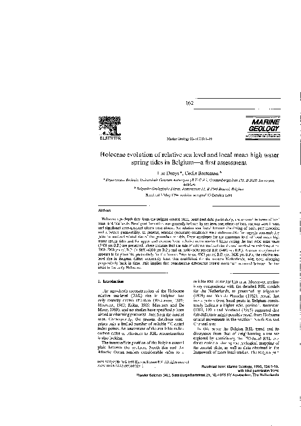(PDF) Holocene evolution of relative sea level and local mean high ...