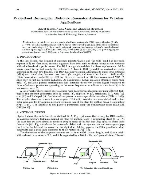 Pdf Wideband Rectangular Dielectric Resonator Antenna With A Concave Ground Plane