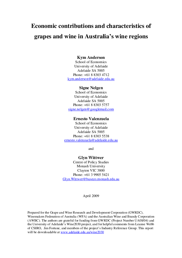 (PDF) Economic Contributions and Characteristics of Grapes and Wine in ...
