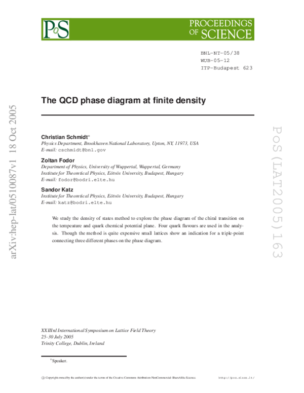Pdf The Qcd Phase Diagram At Finite Density Christian Schmidt