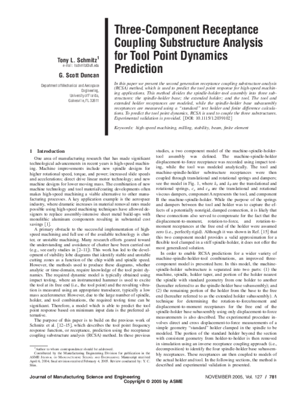 Pdf Three Component Receptance Coupling Substructure Analysis For