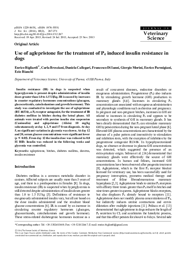 (PDF) Use of aglepristone for the treatment of P 4 induced insulin ...