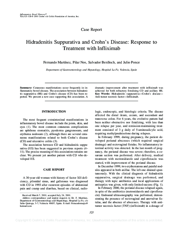 (PDF) Hidradenitis Suppurativa and Crohn's Disease: Response to Treatment with Infliximab