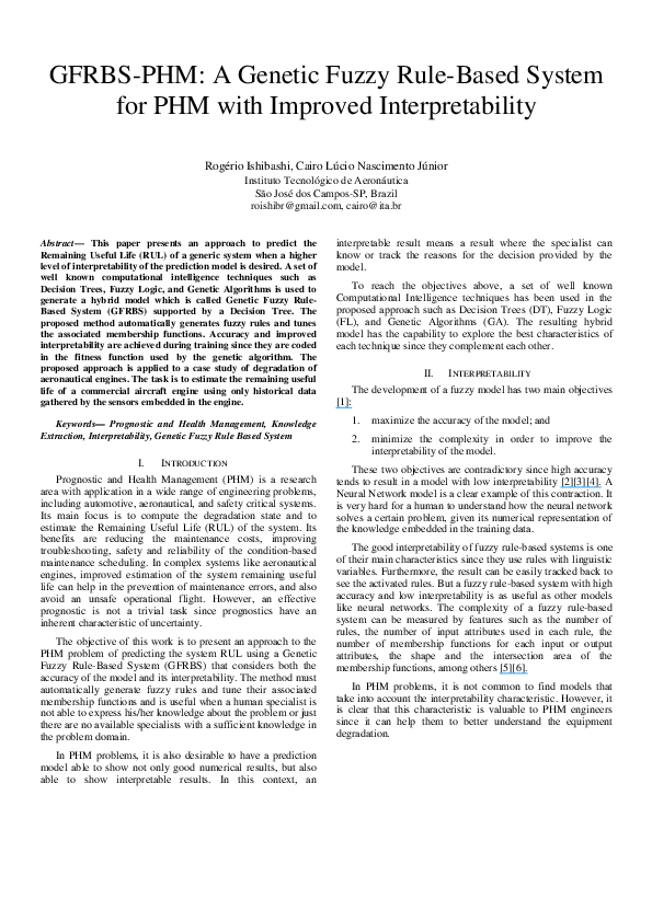 (PDF) GFRBS-PHM: A Genetic Fuzzy Rule-Based System for PHM with improved interpretability