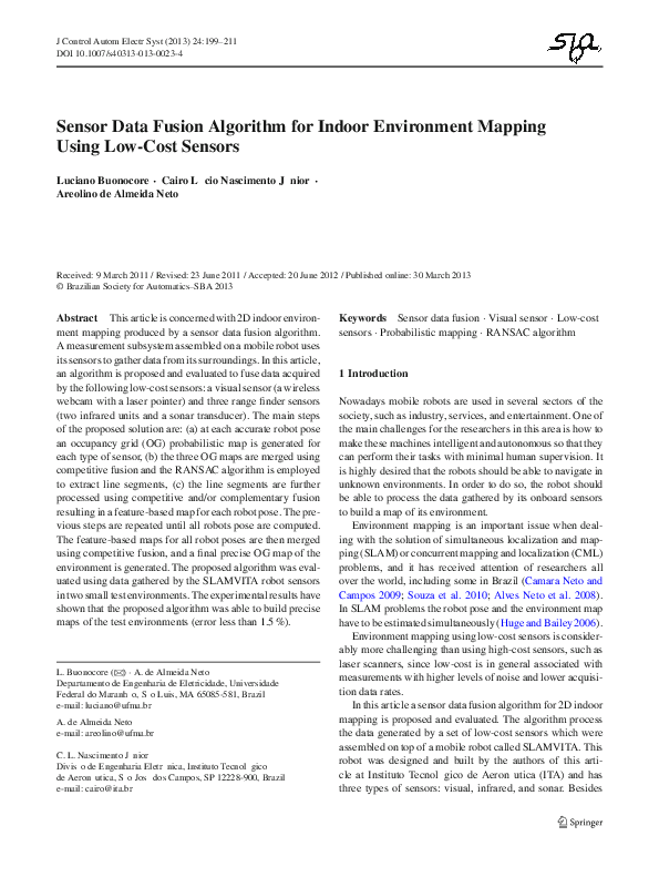 Pdf Sensor Data Fusion Algorithm For Indoor Environment Mapping Using