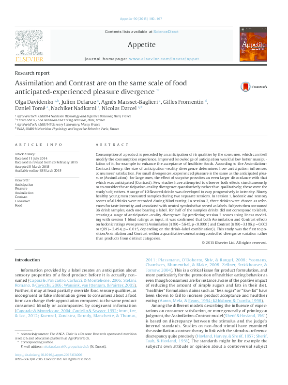 (PDF) Assimilation and Contrast are on the same scale of food ...