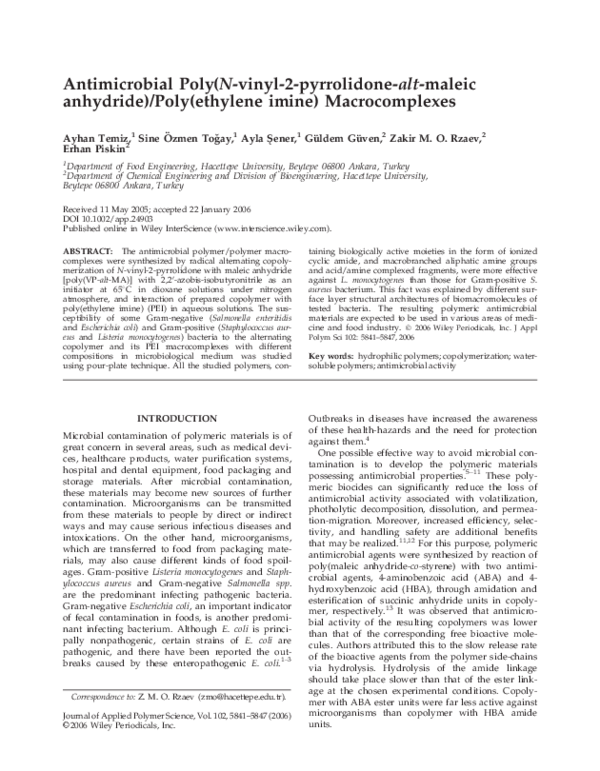 (PDF) Antimicrobial poly(N-vinyl-2-pyrrolidone-alt-maleic anhydride ...