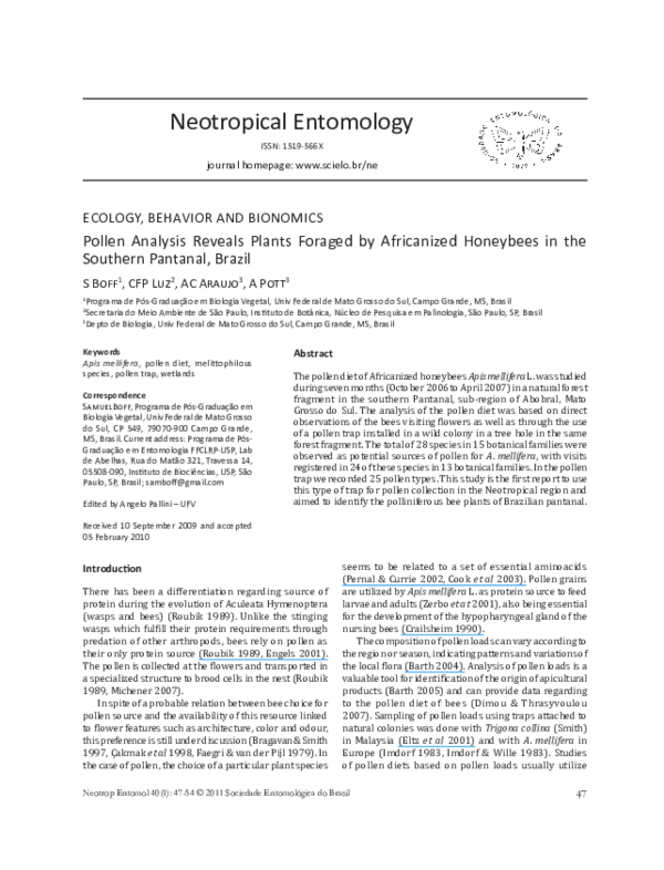 (PDF) Pollen Analysis Reveals Plants Foraged by Africanized Honeybees ...