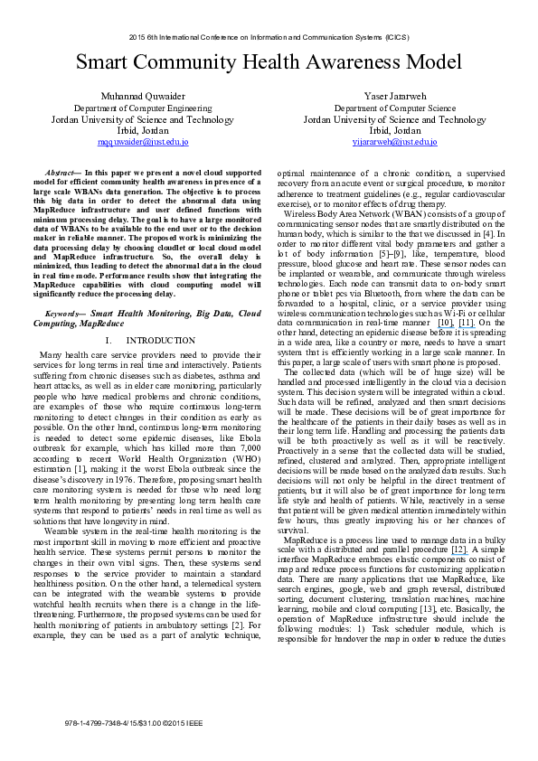 (PDF) Smart Community Health Awareness Model | Yaser Jararweh ...