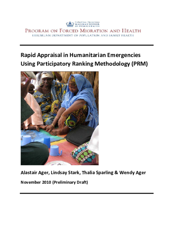(PDF) Rapid Appraisal in Humanitarian Emergencies Using Participatory ...
