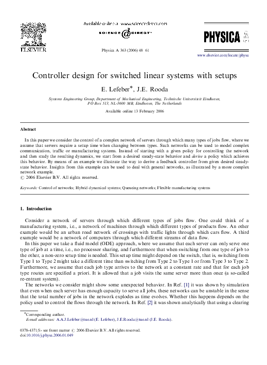 (PDF) Controller design for switched linear systems with setups