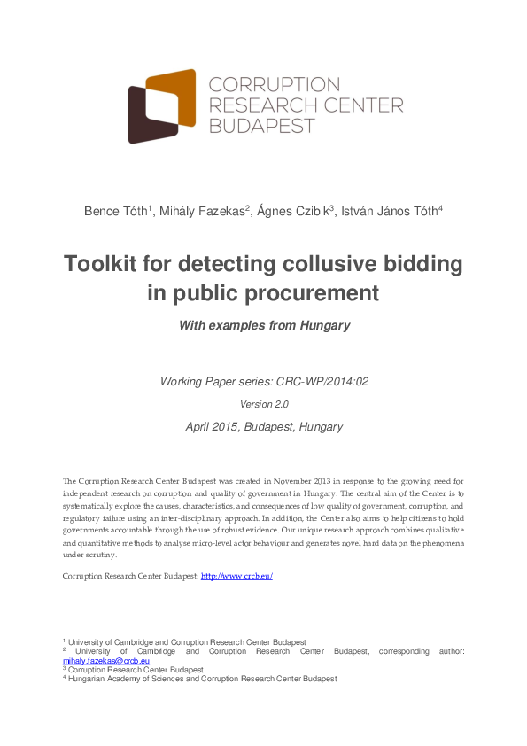 (PDF) Toolkit for detecting collusive bidding in public procurement ...