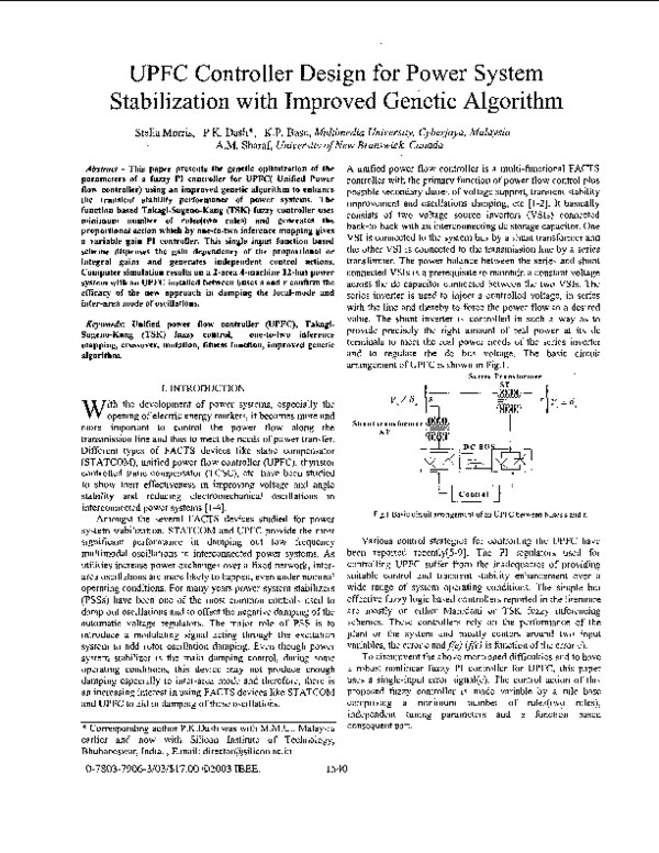 (PDF) UPFC controller design for power system stabilization with Particle-Swarm Optimization ...