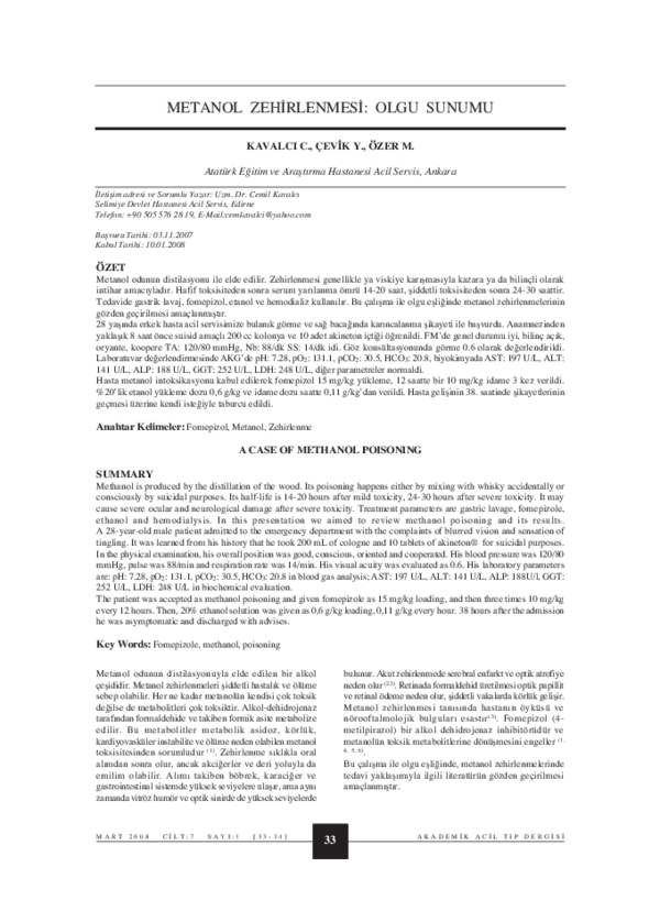 (PDF) A CASE OF METHANOL POISONING
