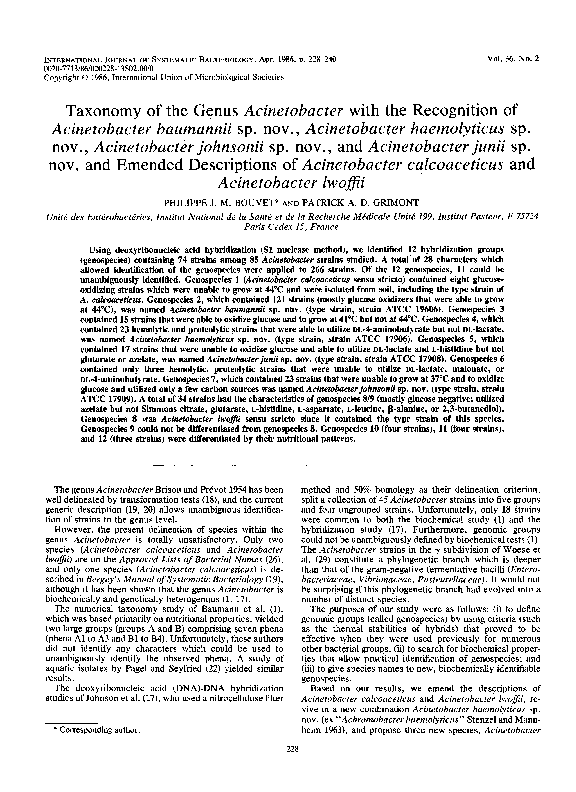 (PDF) Seven novel species of Acinetobacter isolated from activated ...